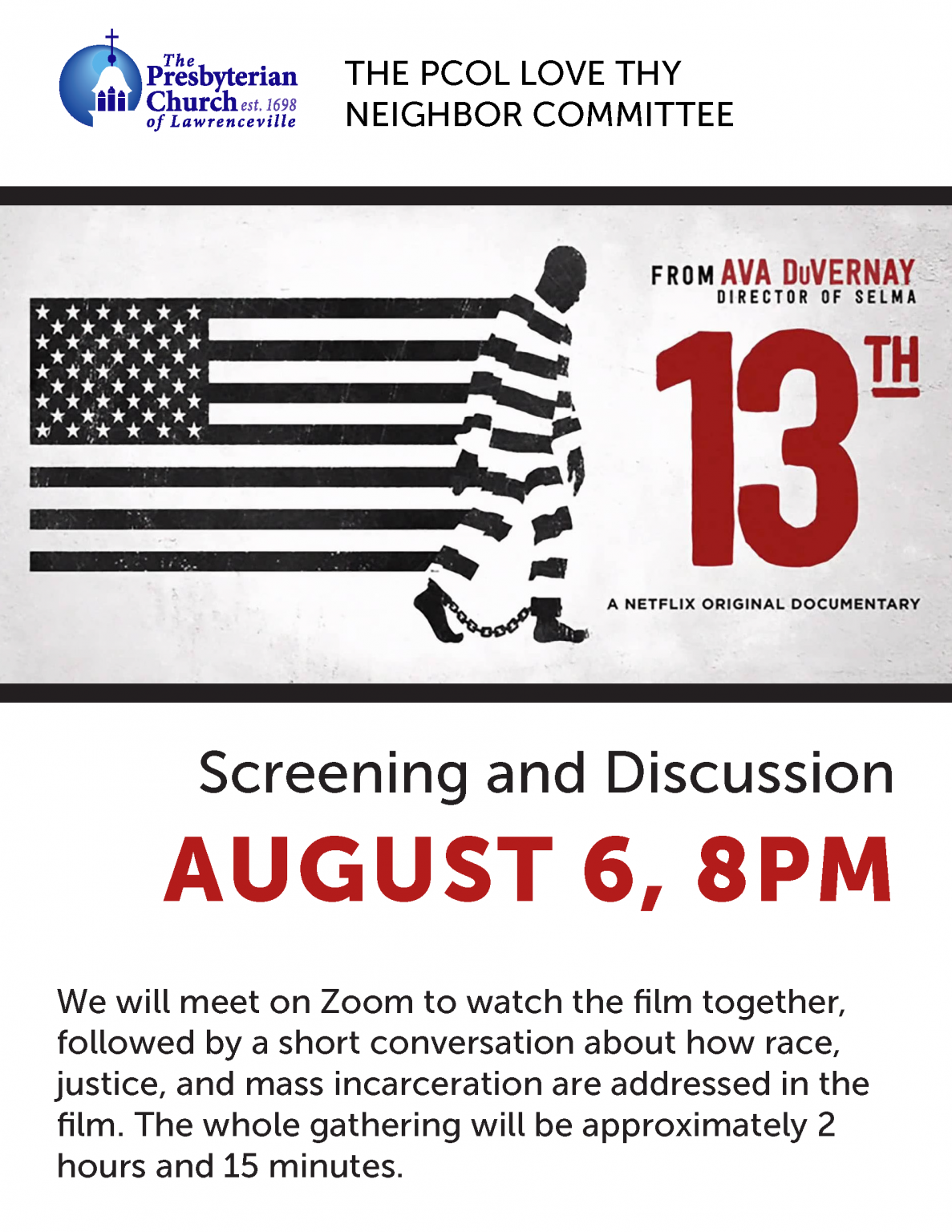 13th: Documentary Screening - The Presbyterian Church of Lawrenceville