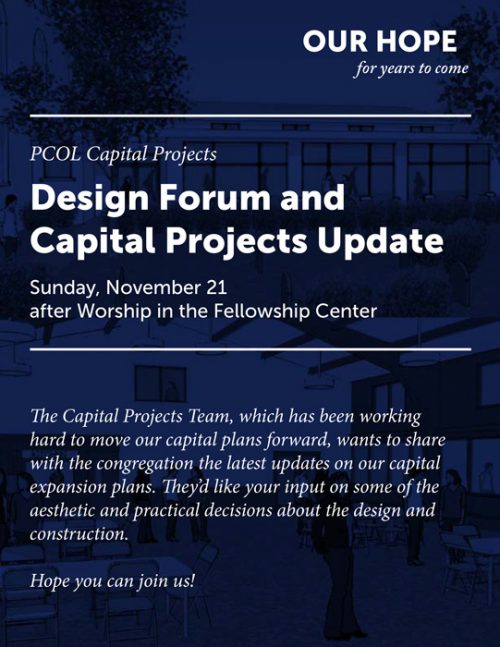 Design Forum and Capital Projects Update - The Presbyterian Church of ...