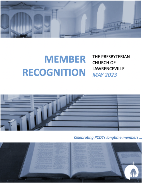 Membership Recognition Booklet - The Presbyterian Church of Lawrenceville